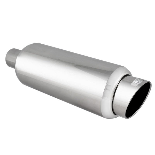 DC Sports Universal Round Muffler 2.5" Inlet-3.25" 5" Tip Slant Cut ...